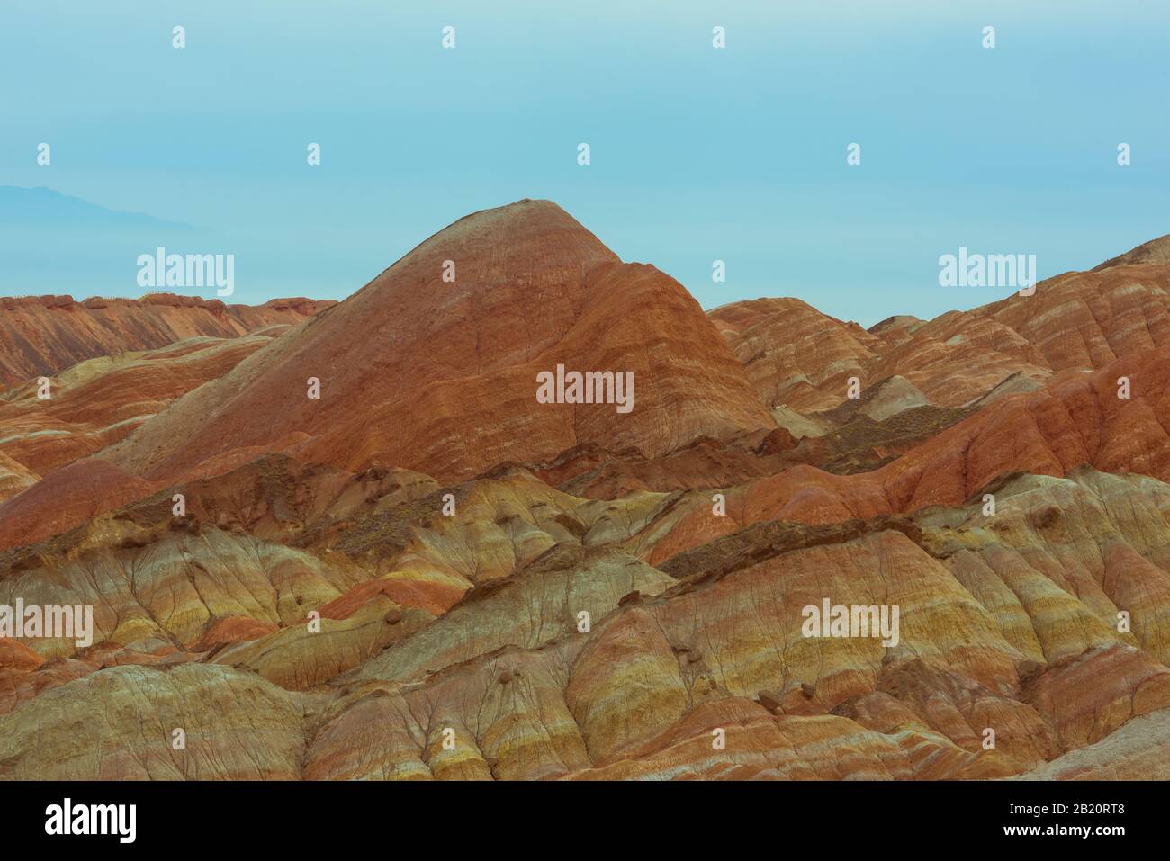 view of Rainbow Mountains in Zhangye Danxia Landform Geological Park ...