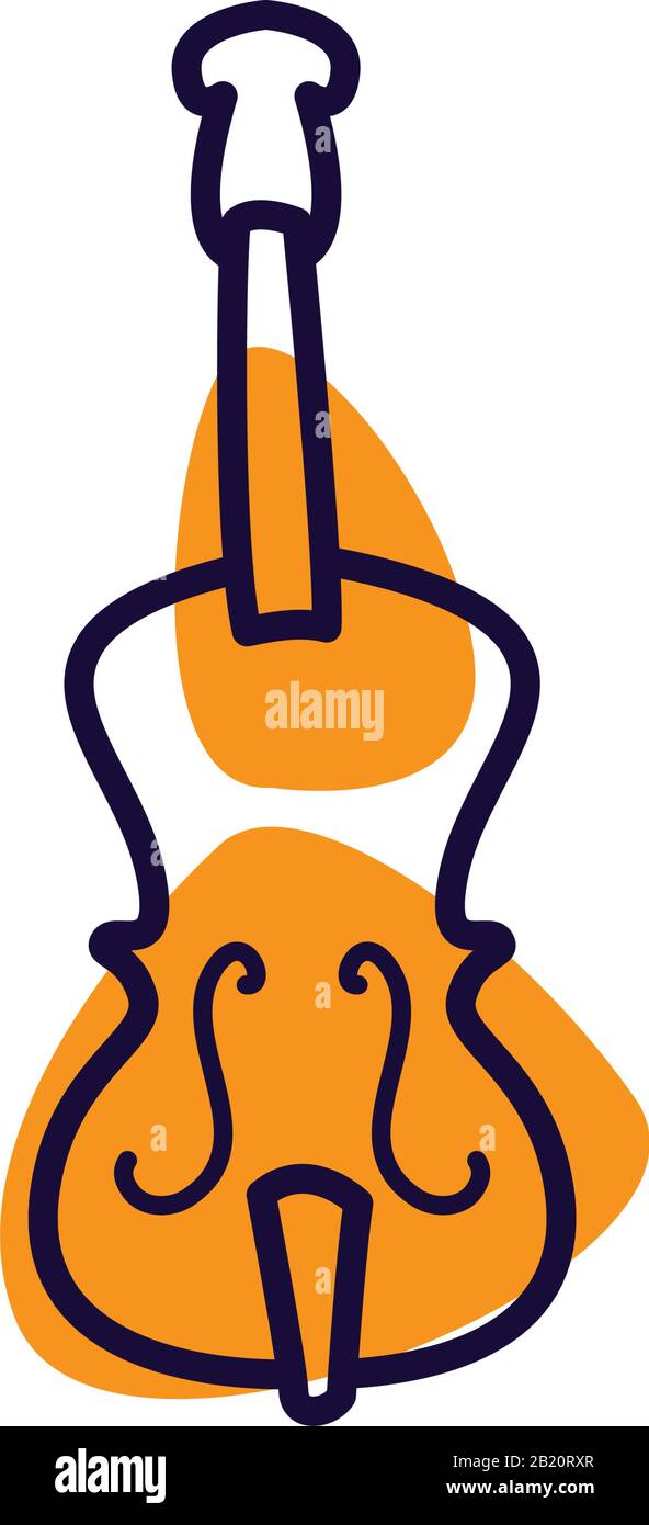 fiddle instrument line style icon design, Music sound melody song ...