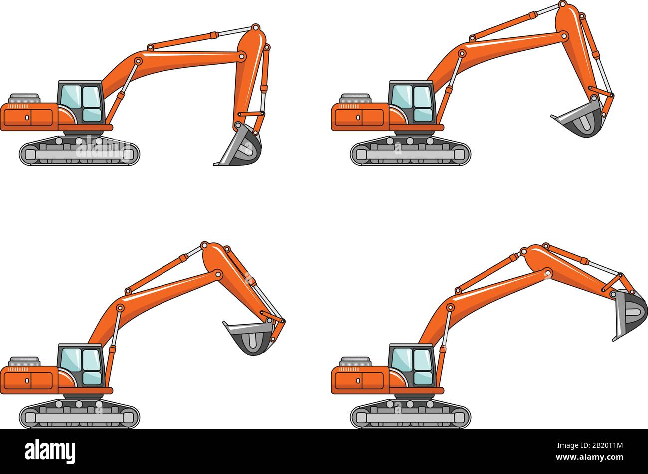Excavators. Heavy construction machines. Vector illustration Stock ...