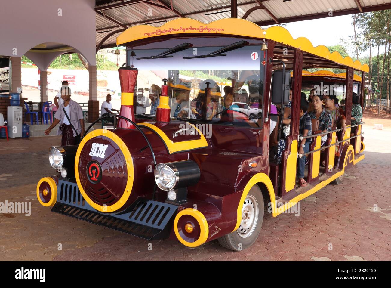Train to sitting Buddha, Kyaik Hto, Myanmar Stock Photo - Alamy