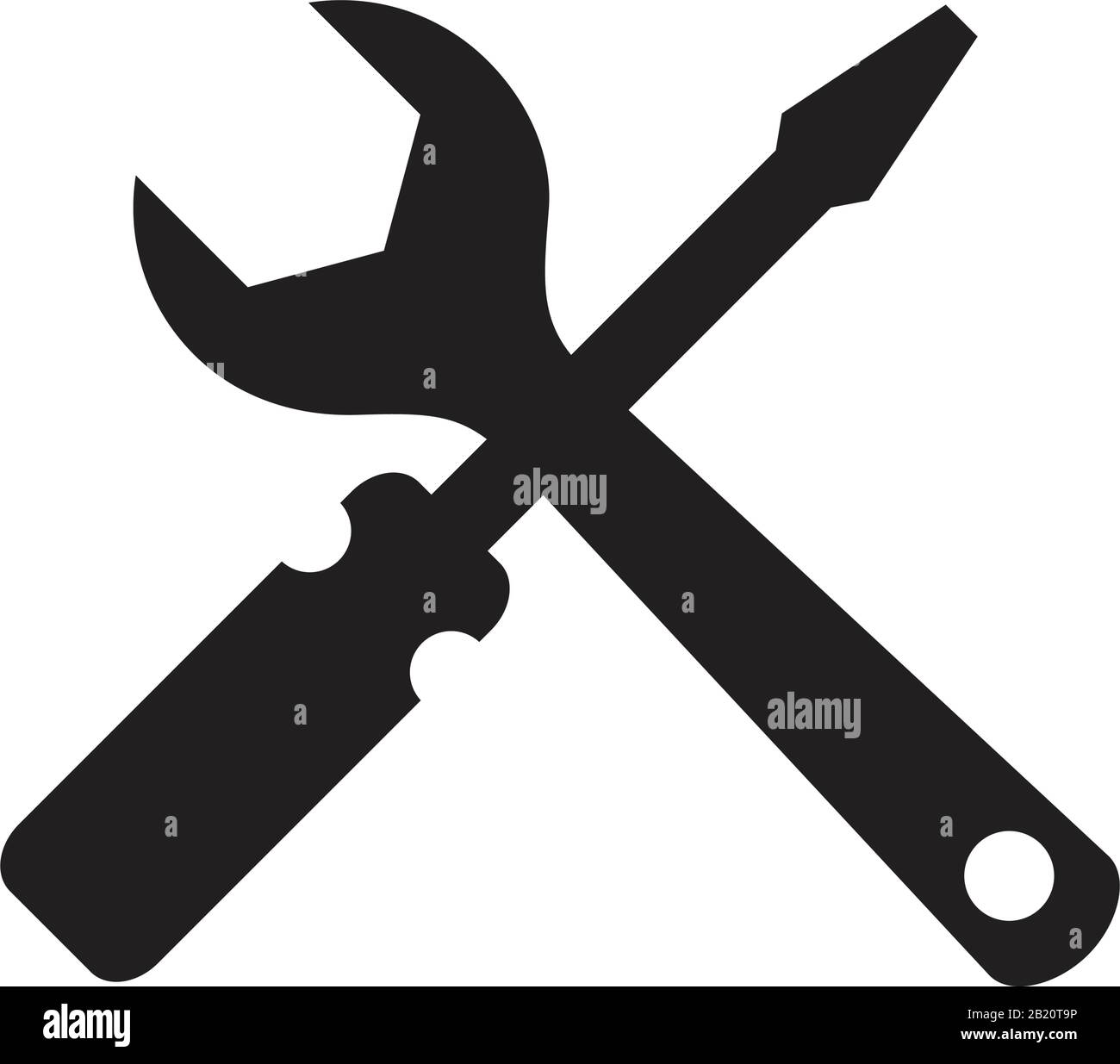 Wrench and screwdriver flat Icon template black color editable. Wrench ...