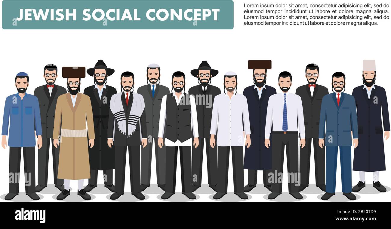 Family and social concept. Group adults jewish men standing together in ...