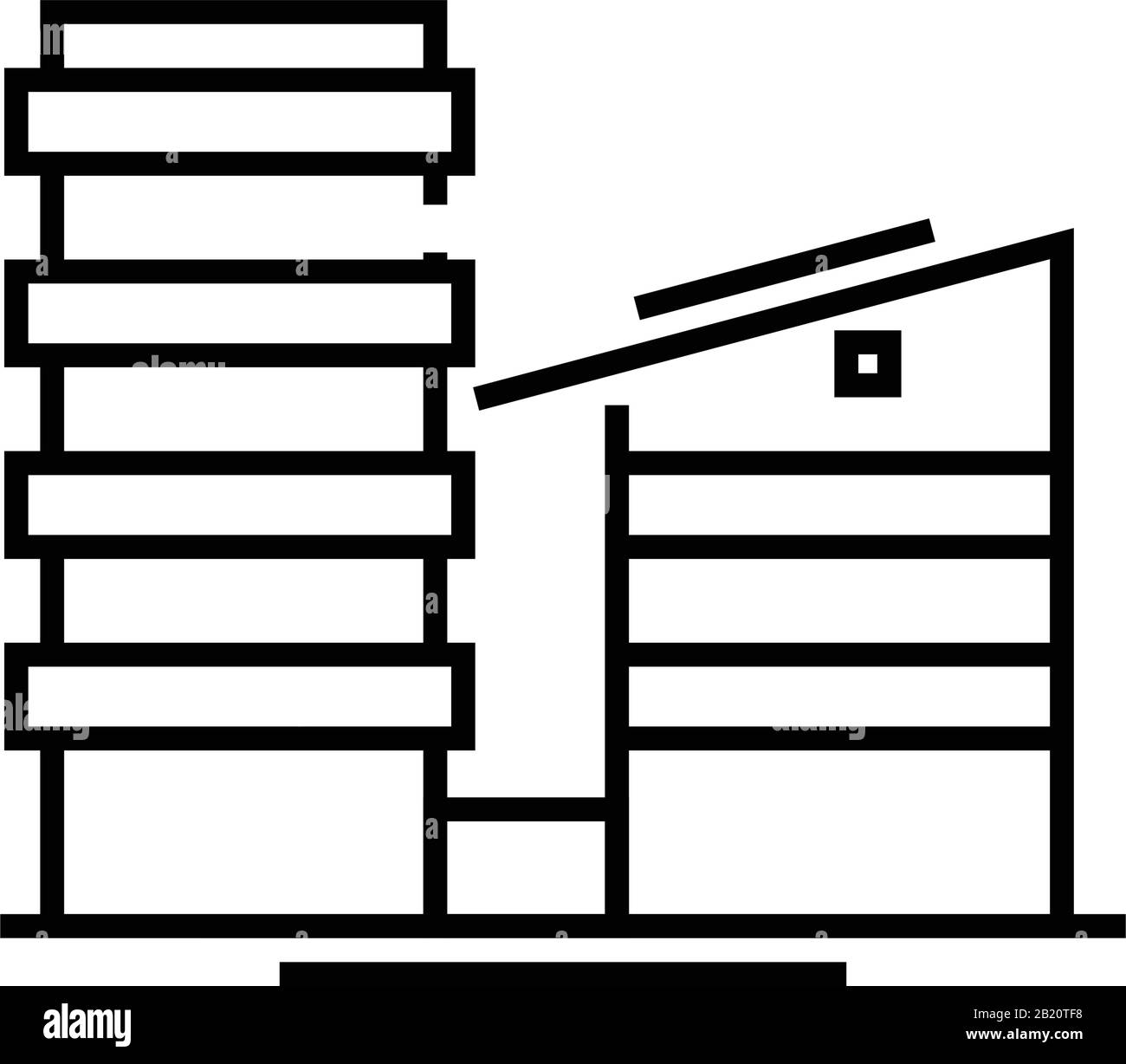 Office centre line icon, concept sign, outline vector illustration ...