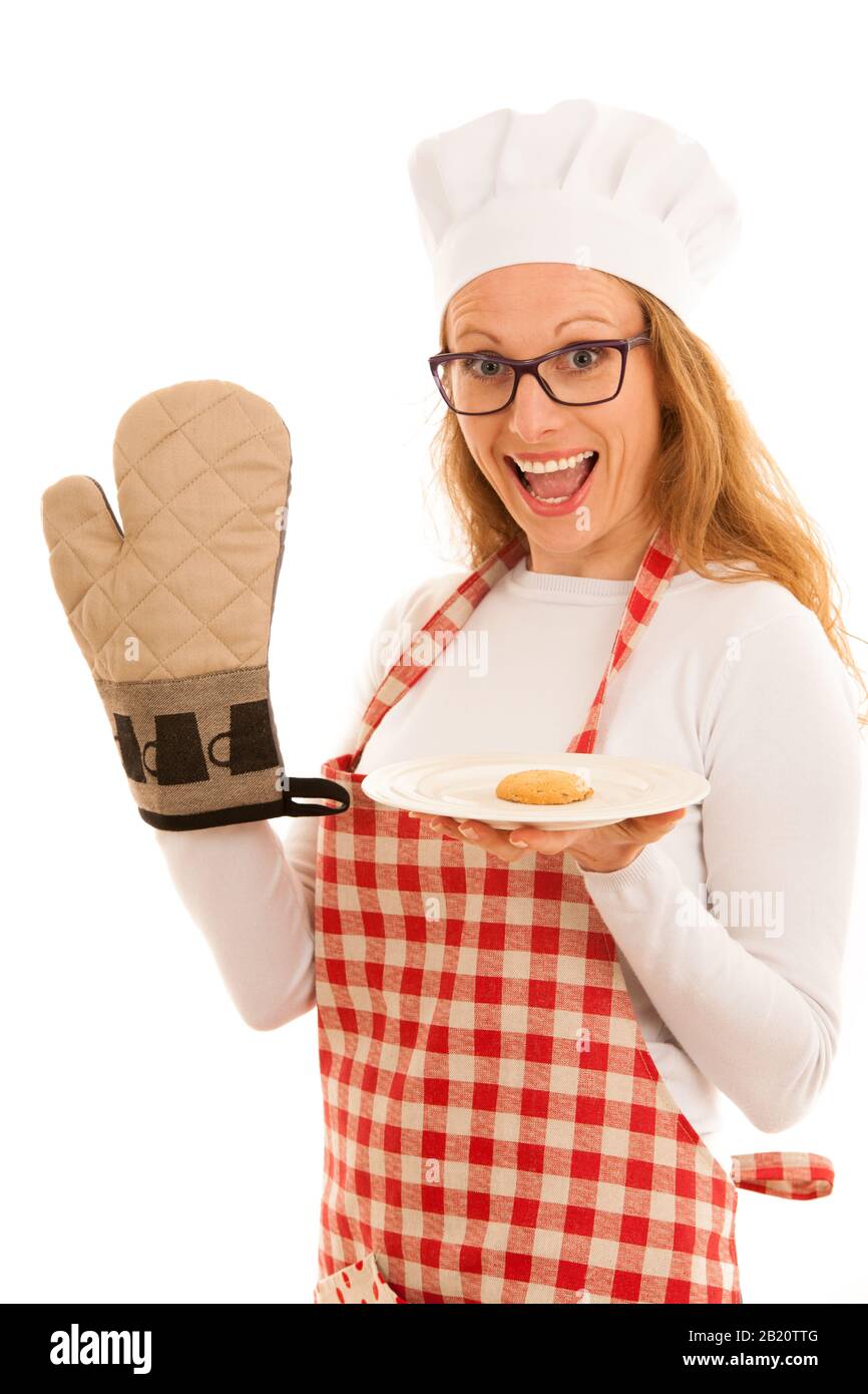 Woman chef serving a cookie Stock Photo - Alamy