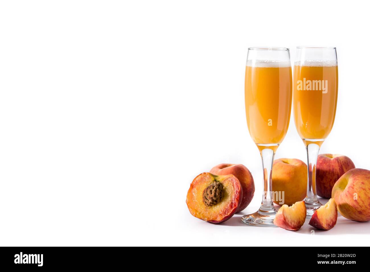 Bellini champagne cocktail isolated on white background Stock Photo - Alamy