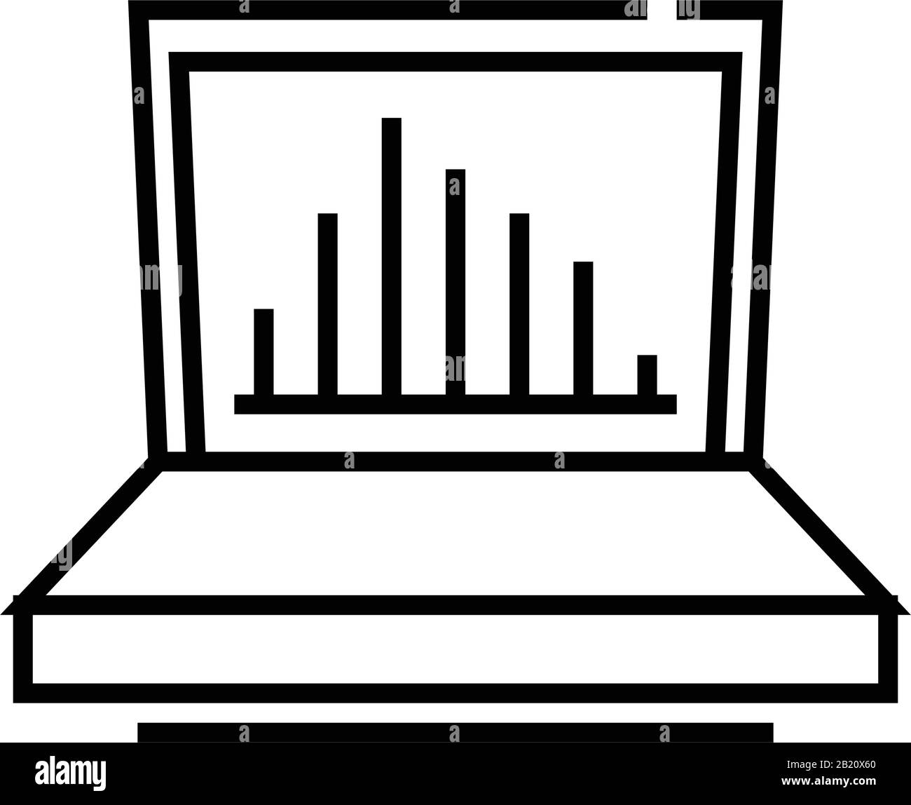 Online charts line icon, concept sign, outline vector illustration ...