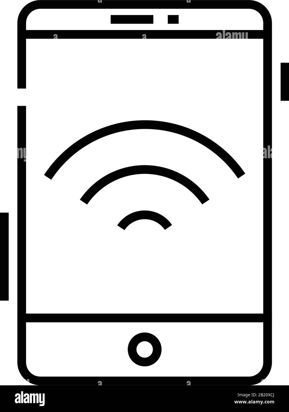 Mobile notification line icon, concept sign, outline vector ...