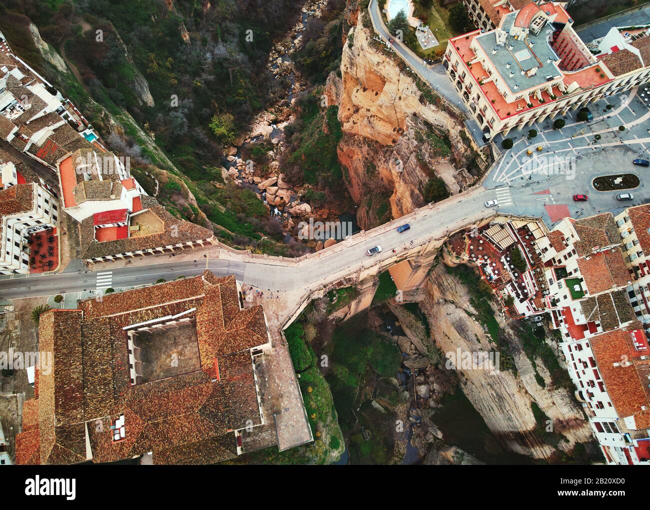 Pueblo blanco or white village view from above aerial photography Ronda ...