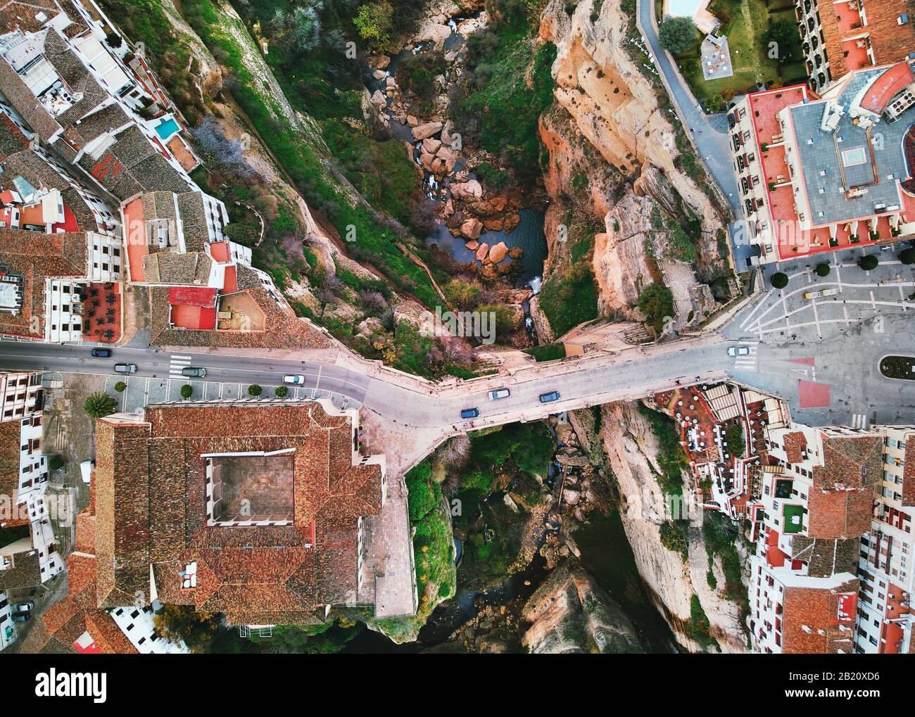 Pueblo blanco or white village view from above aerial photography Ronda ...