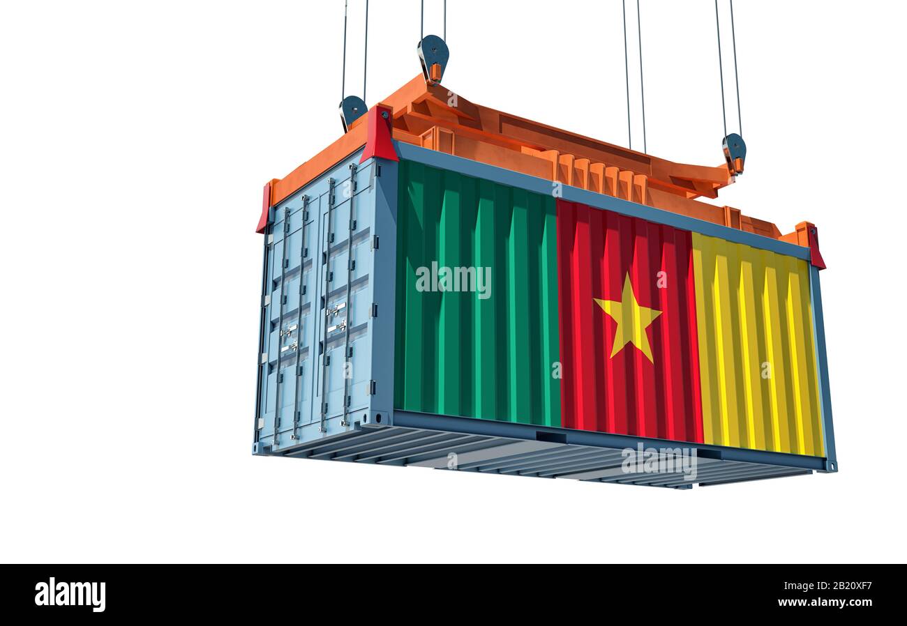 Shipping container with Senegal national flag. 3D Rendering Stock Photo ...