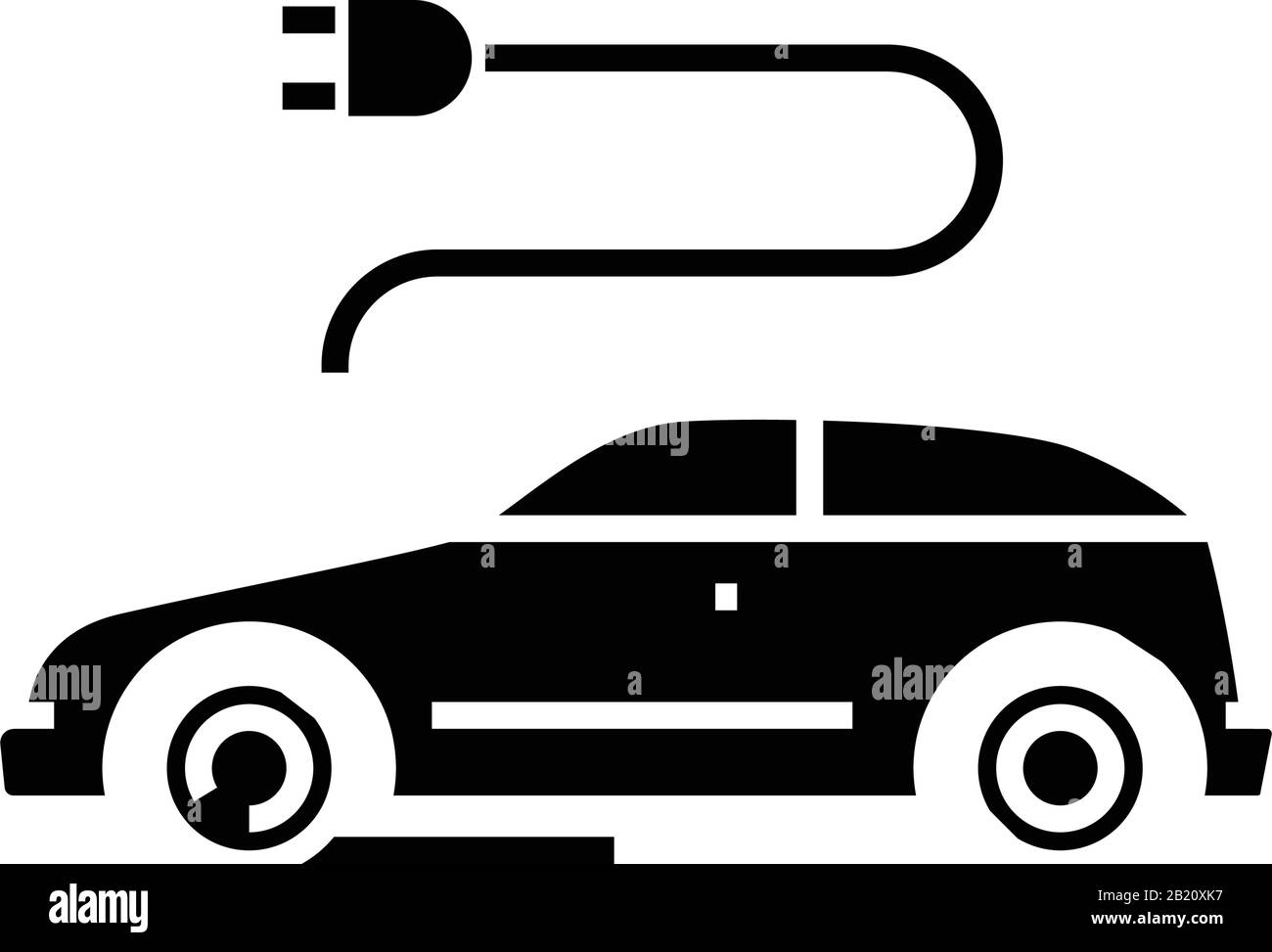 Electro car black icon, concept illustration, vector flat symbol, glyph ...