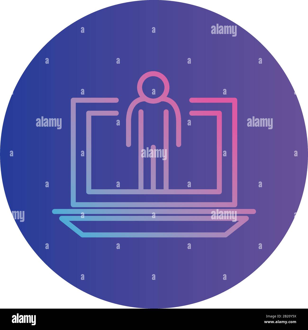 avatar inside laptop gradient style icon design, futuristic virtual ...