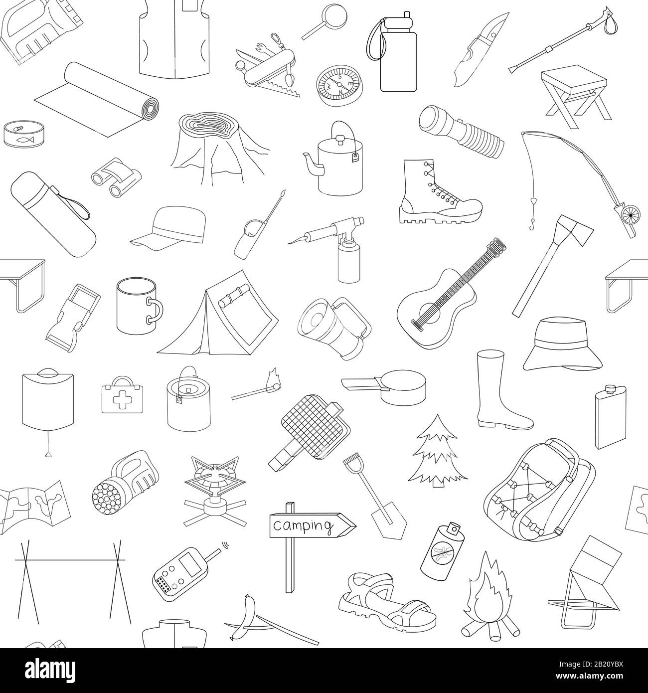 Summer hiking picnic pattern Cut Out Stock Images & Pictures - Alamy