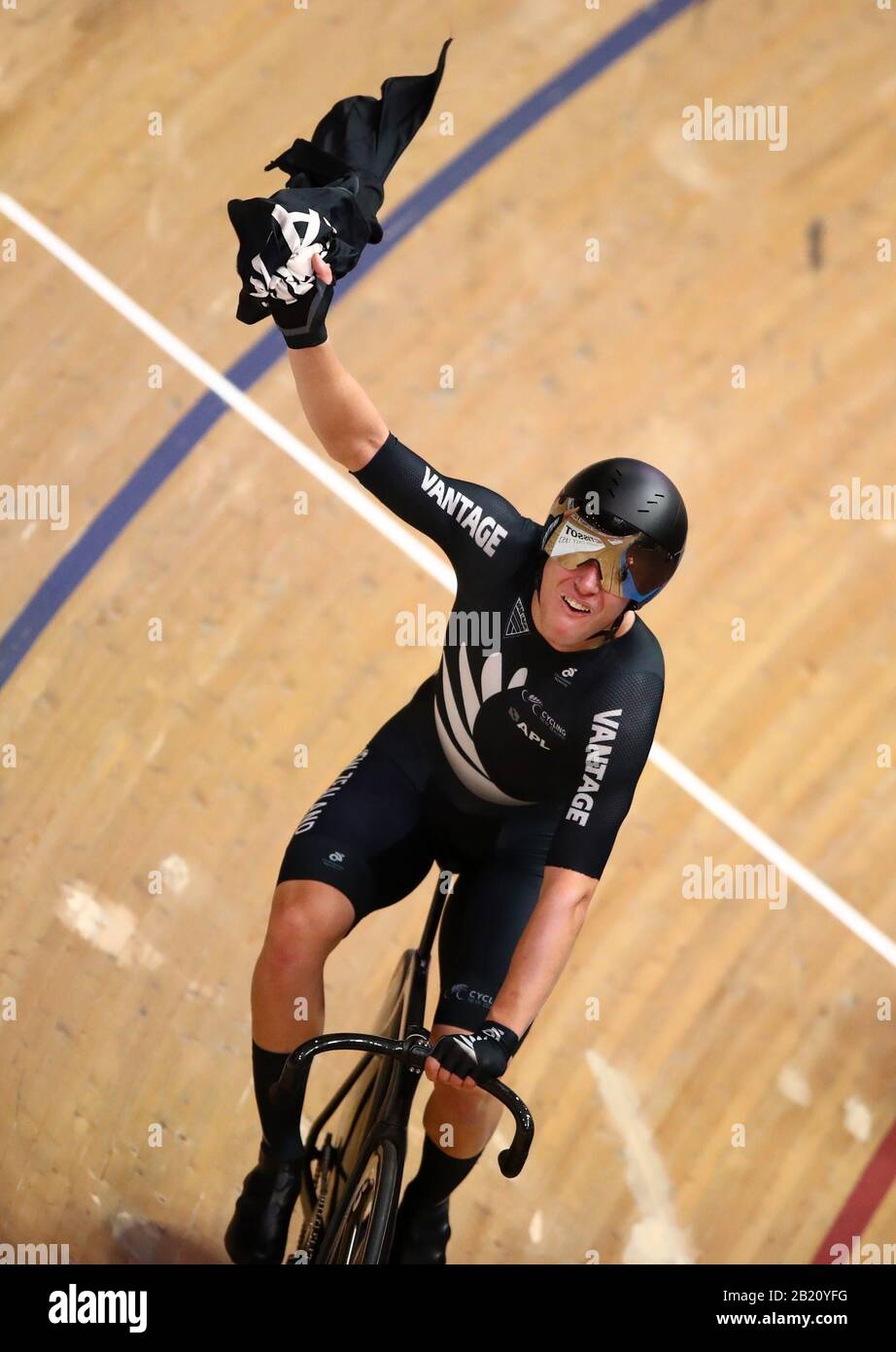 New Zealand's Corbin Strong celebrates winning the Men's Point Race ...