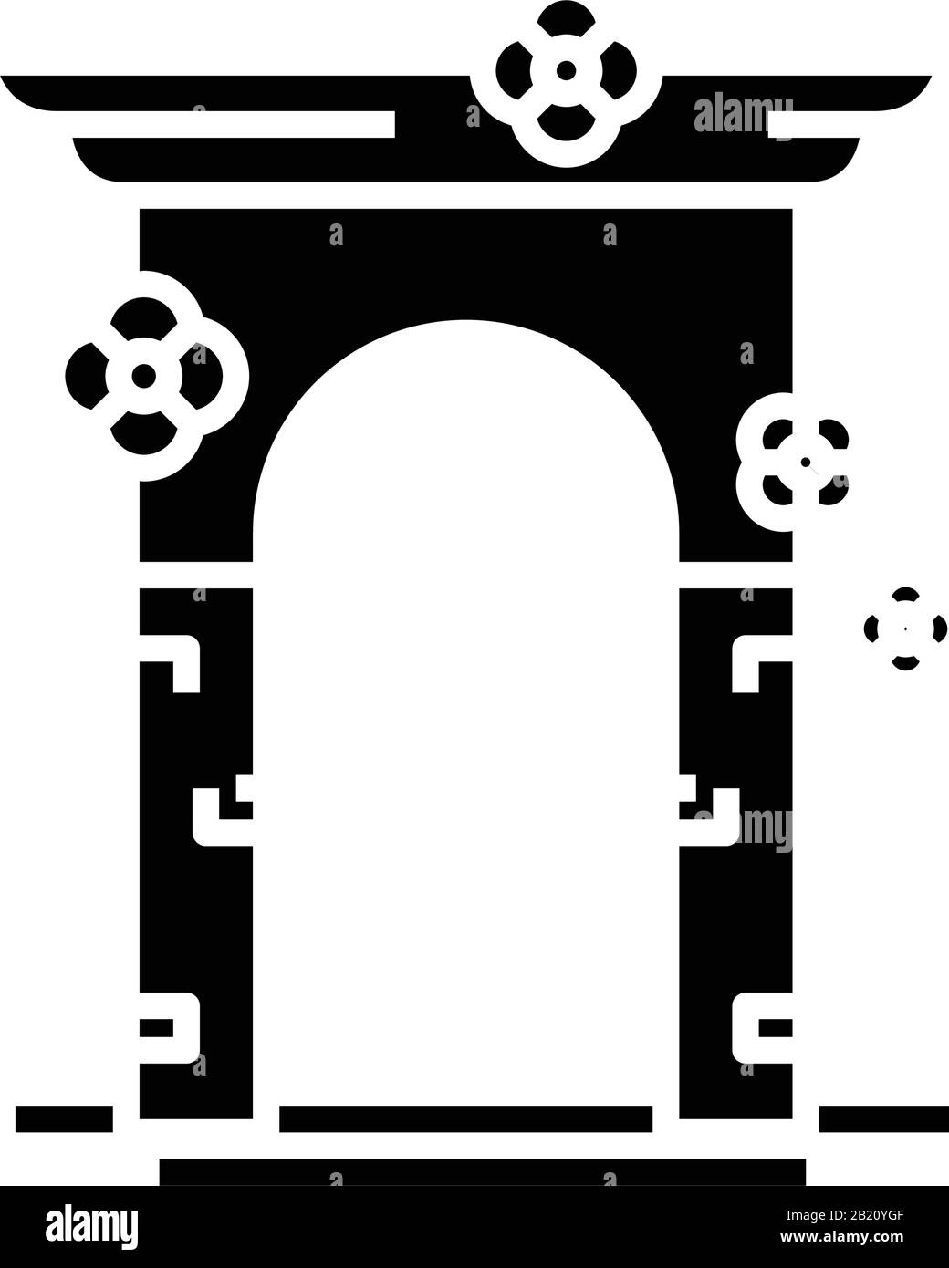 Decorative arch black icon, concept illustration, vector flat symbol ...