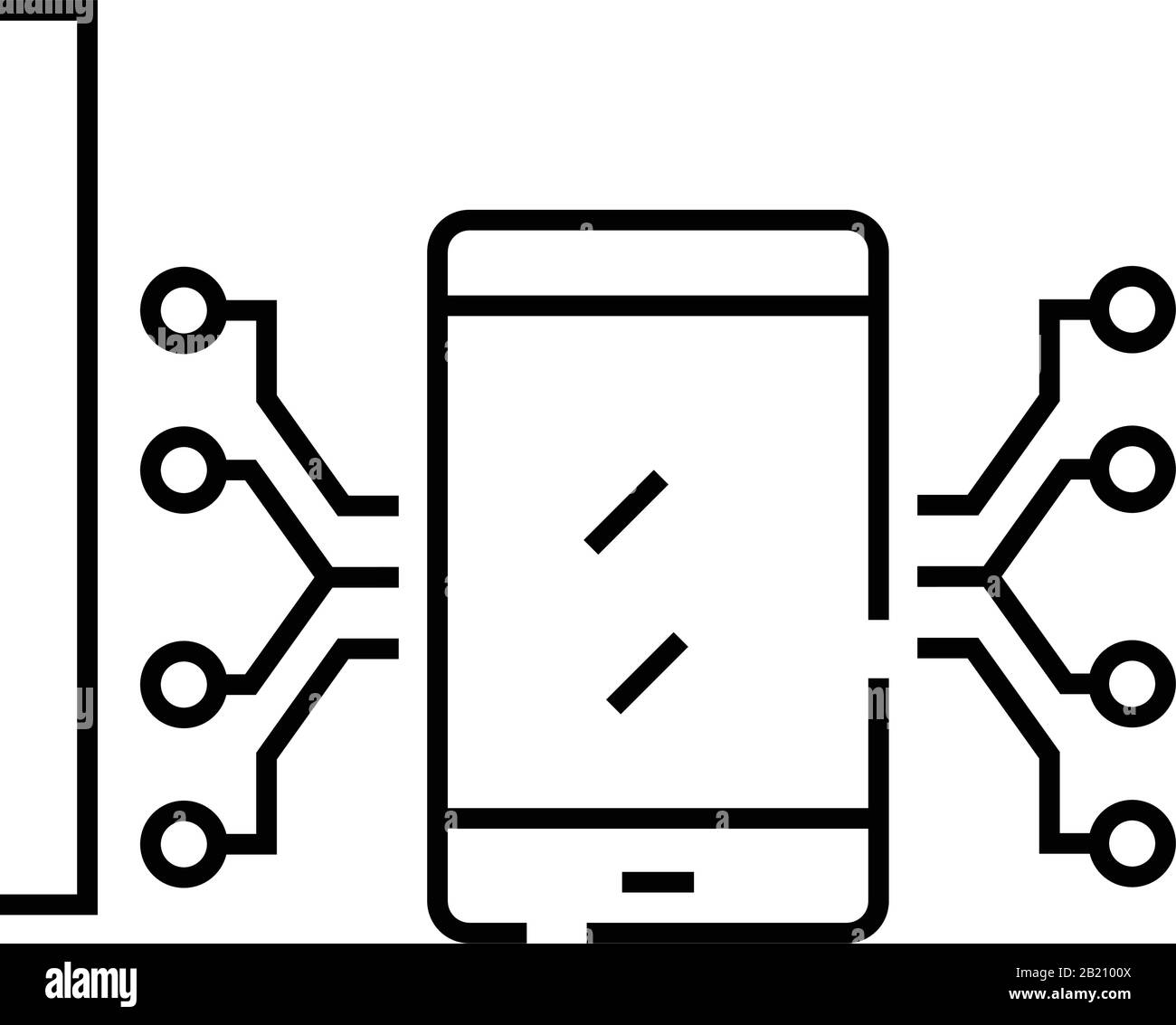 Mobile components line icon, concept sign, outline vector illustration ...