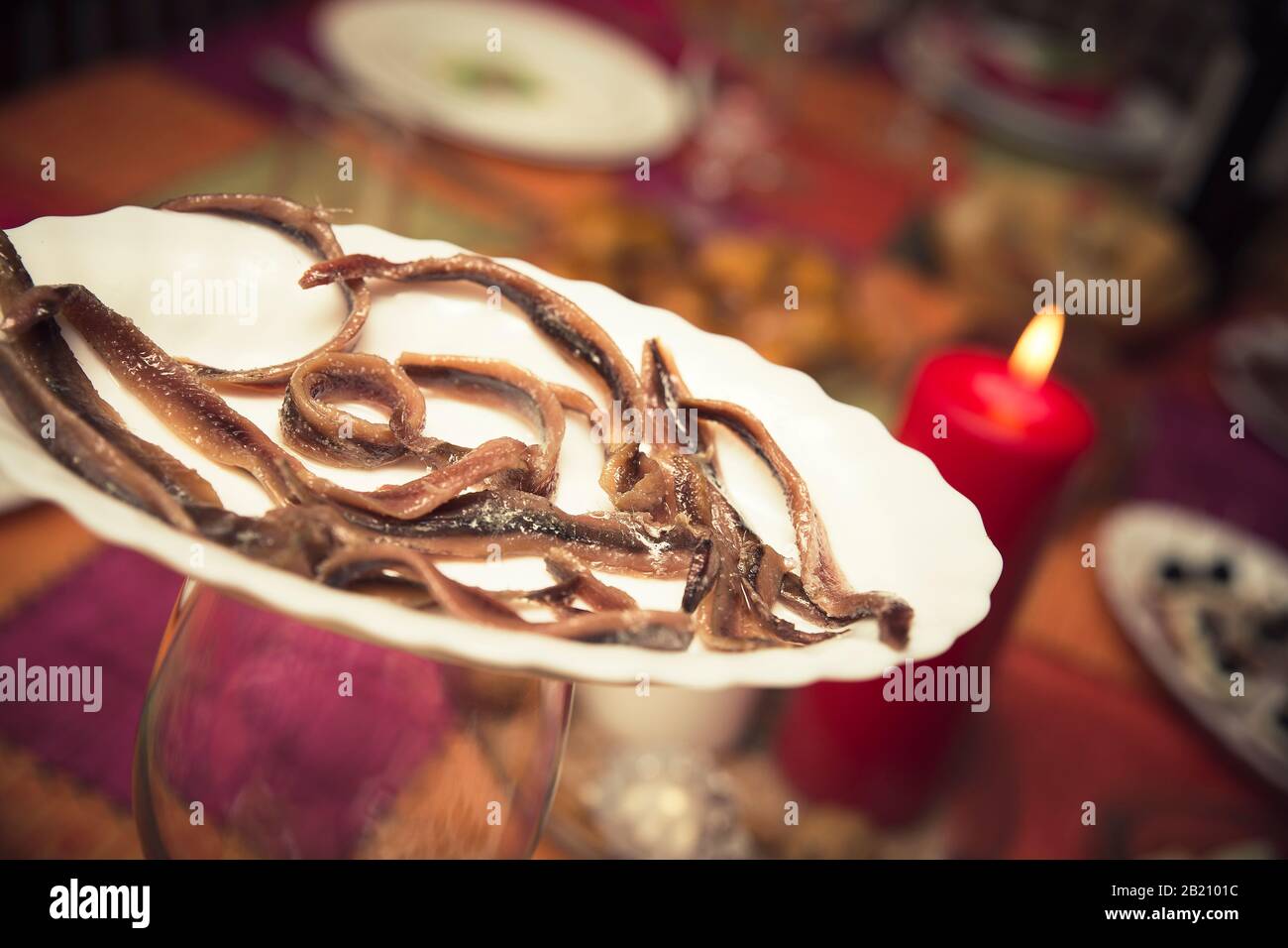 top view of delicious anchovy fillets in a party Stock Photo - Alamy