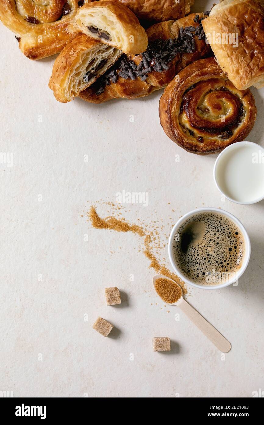 Puff pastry buns and croissant Stock Photo - Alamy