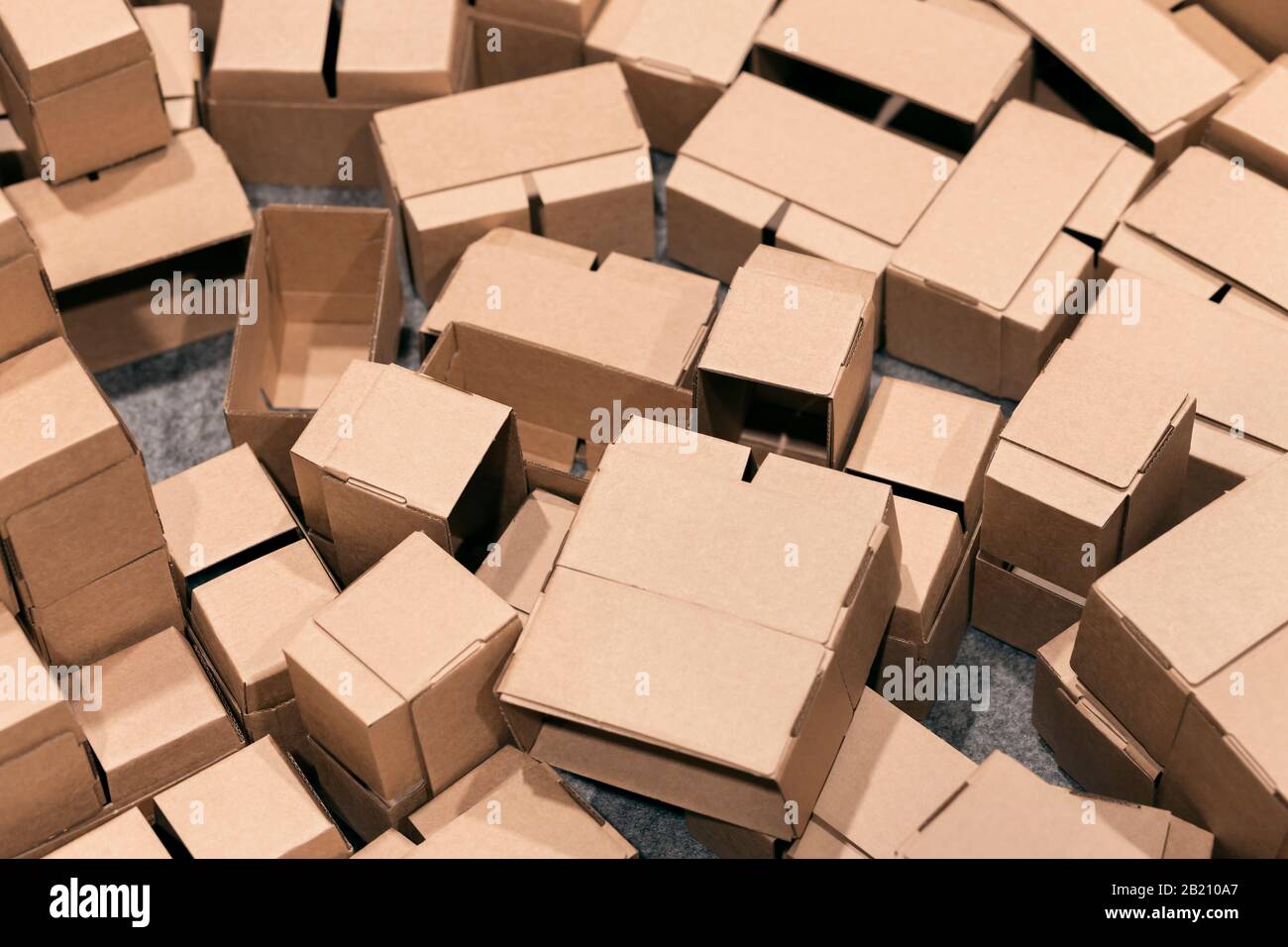 untidy cardboard boxes thrown on the floor to be recycled Stock Photo ...