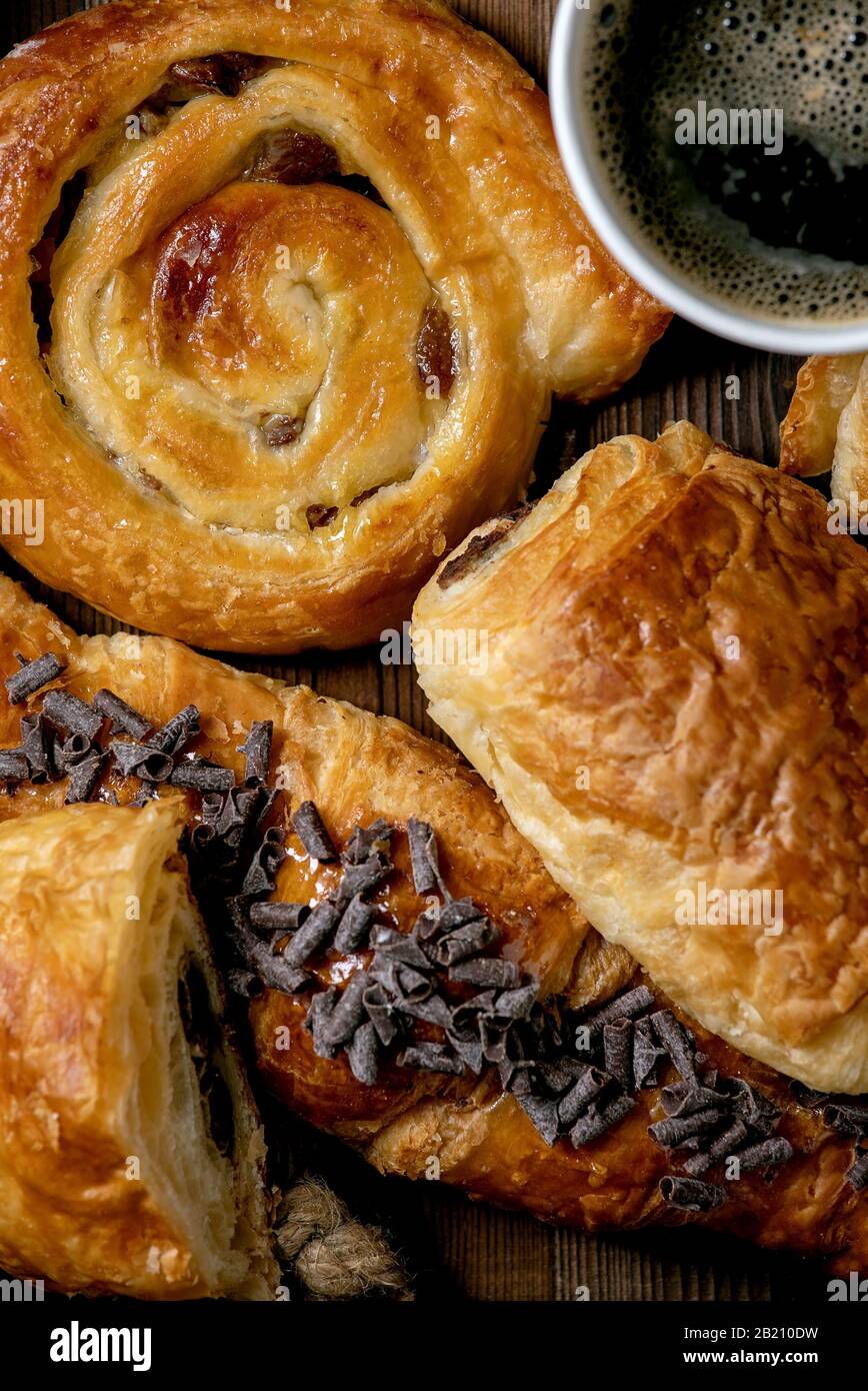 Puff pastry buns and croissant Stock Photo - Alamy