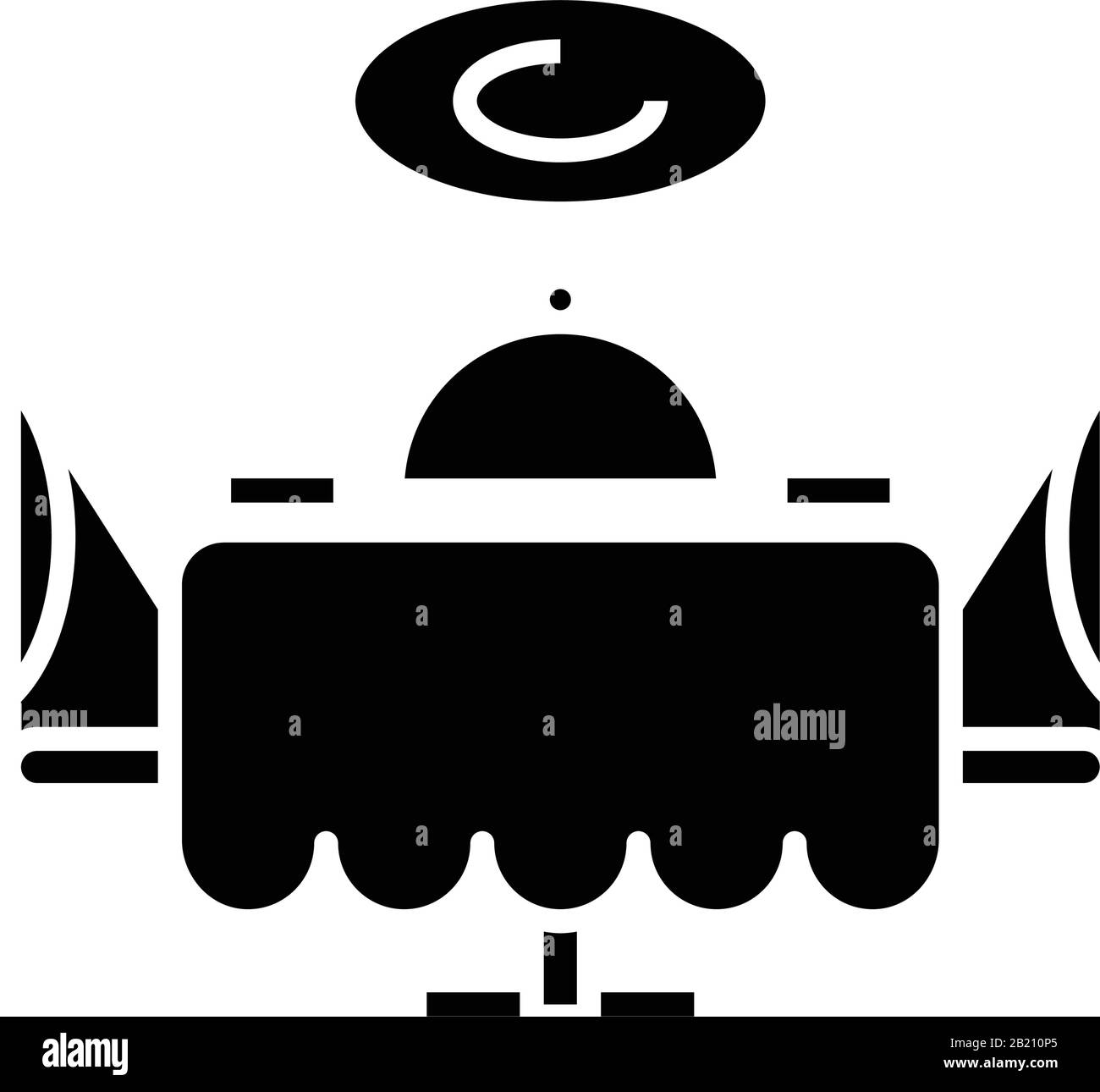 Evening dinner black icon, concept illustration, vector flat symbol ...