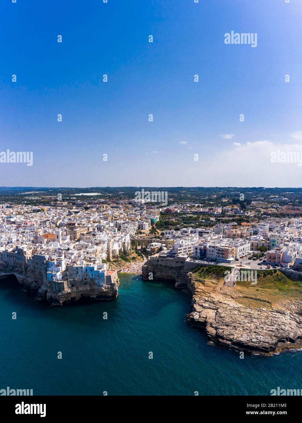 Aerial view of Polignano a Mare, Puglia, Southern Italy, Italy Stock ...
