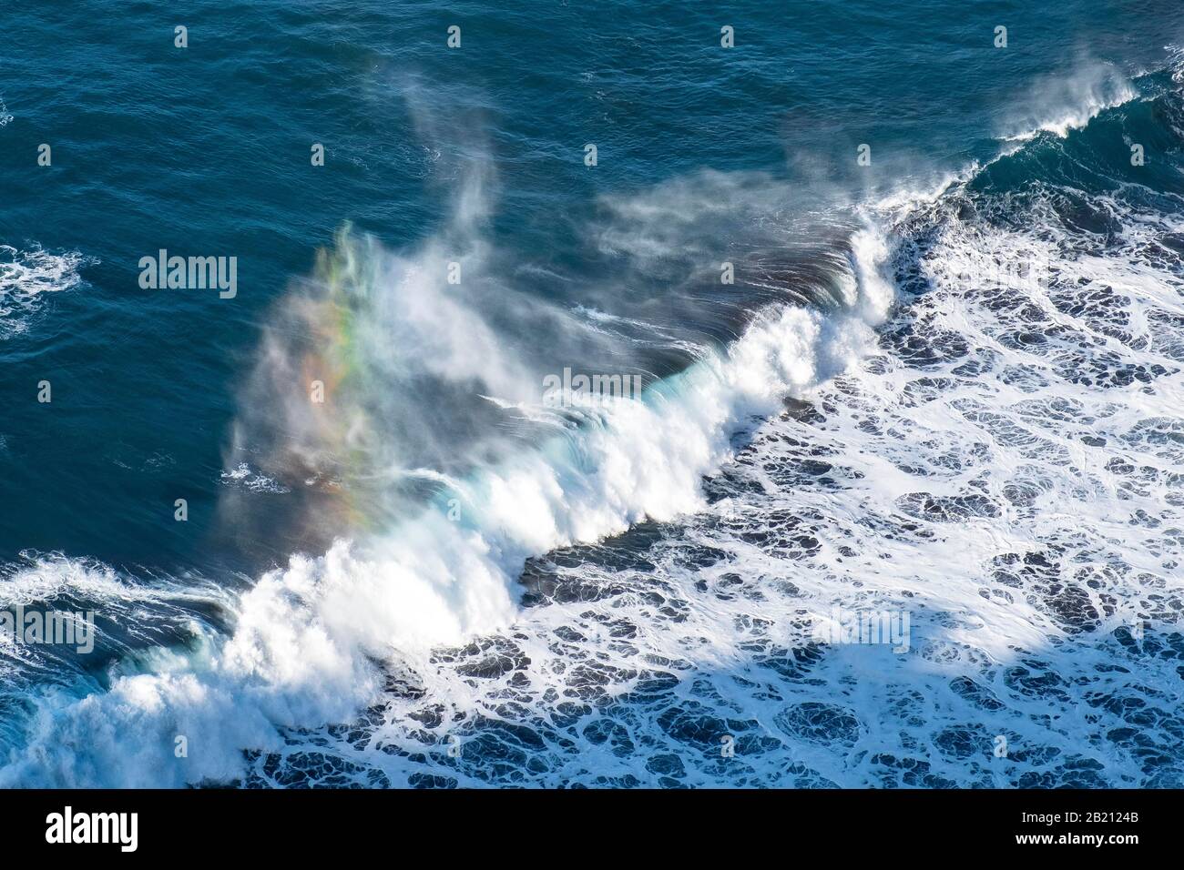 Stormy Atlantic, waves with rainbow Stock Photo - Alamy
