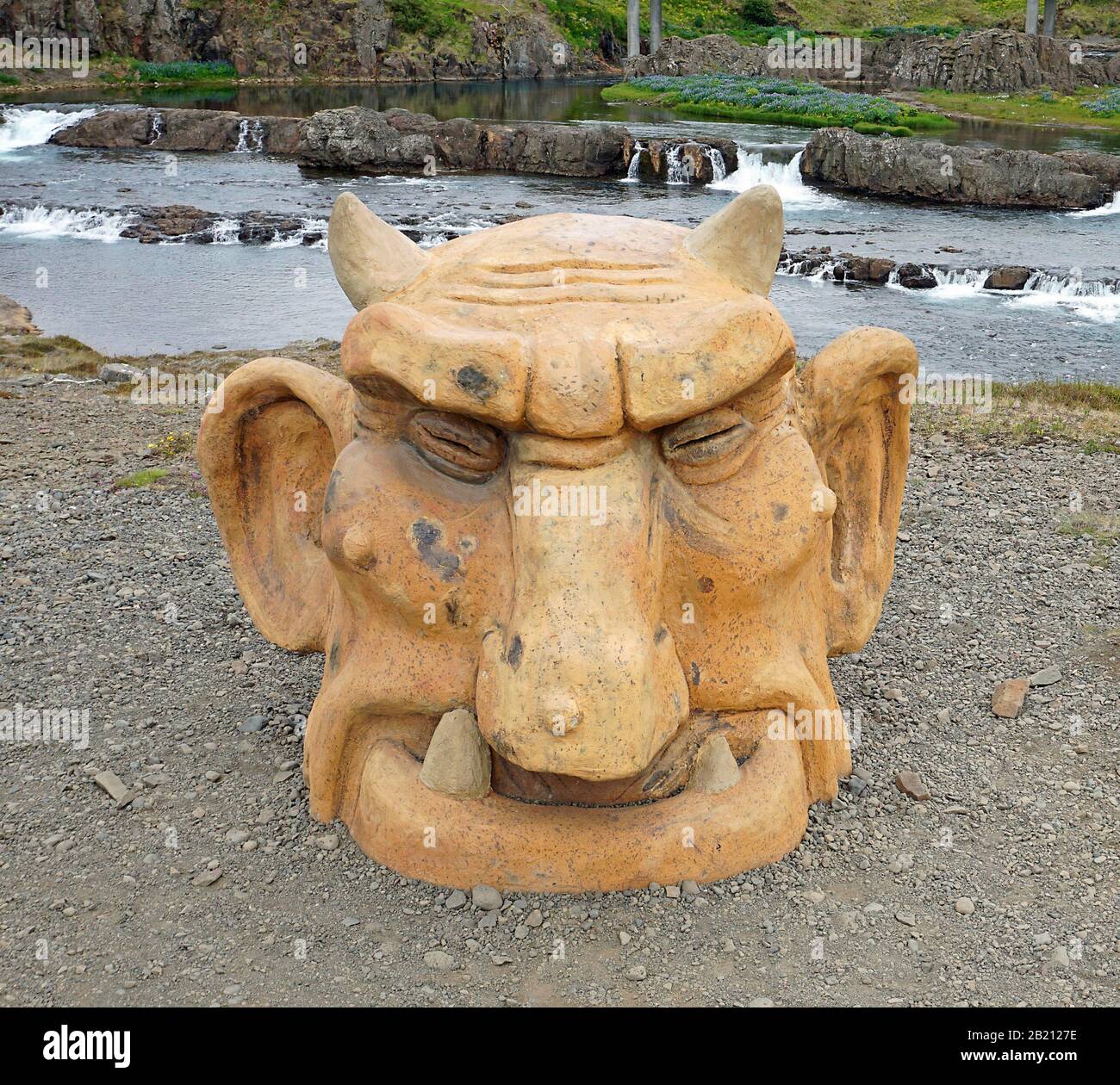 Troll, by the Troll waterfalls, Fossatun, West Iceland, Iceland Stock ...