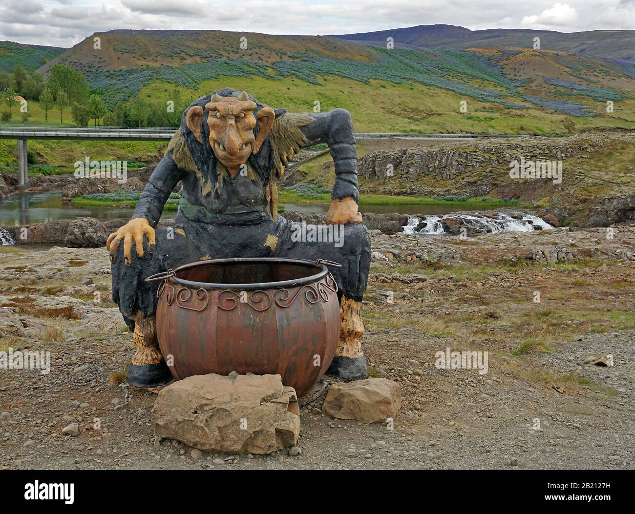 Troll, by the Troll waterfalls, Fossatun, West Iceland, Iceland Stock ...
