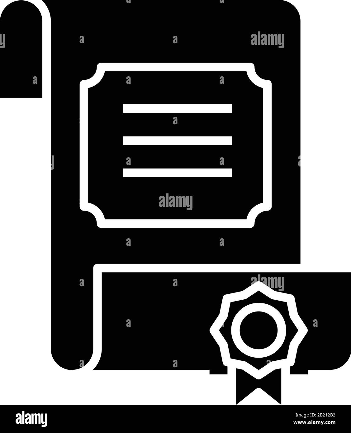 Earning certification black icon, concept illustration, vector flat ...