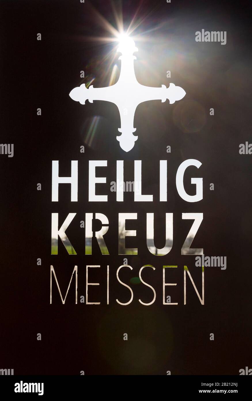 Shield Holy Cross Meissen with sun, Meissen, Saxony, Germany Stock ...