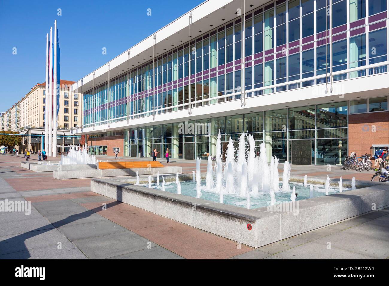 Palace of Culture with fountain, Dresden, Saxony, Germany Stock Photo ...