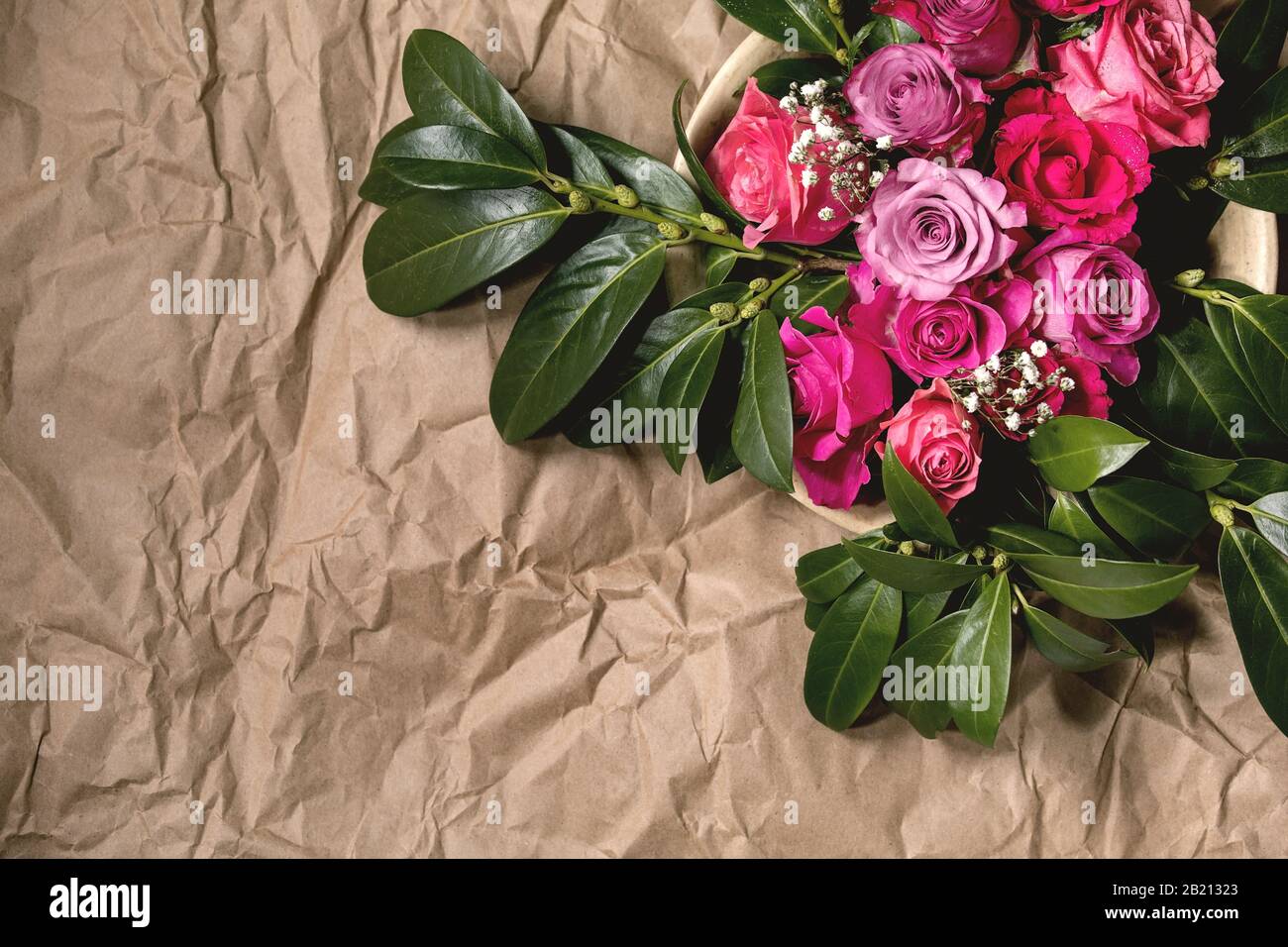 Creative layout roses flowers Stock Photo - Alamy