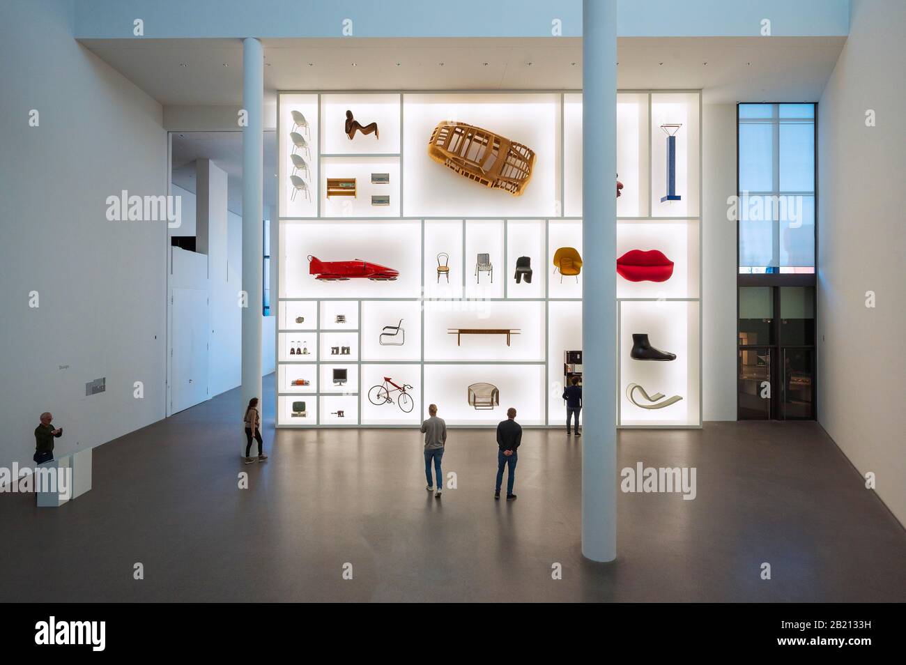 Light wall with design objects, Pinakothek der Moderne, Munich, Upper ...