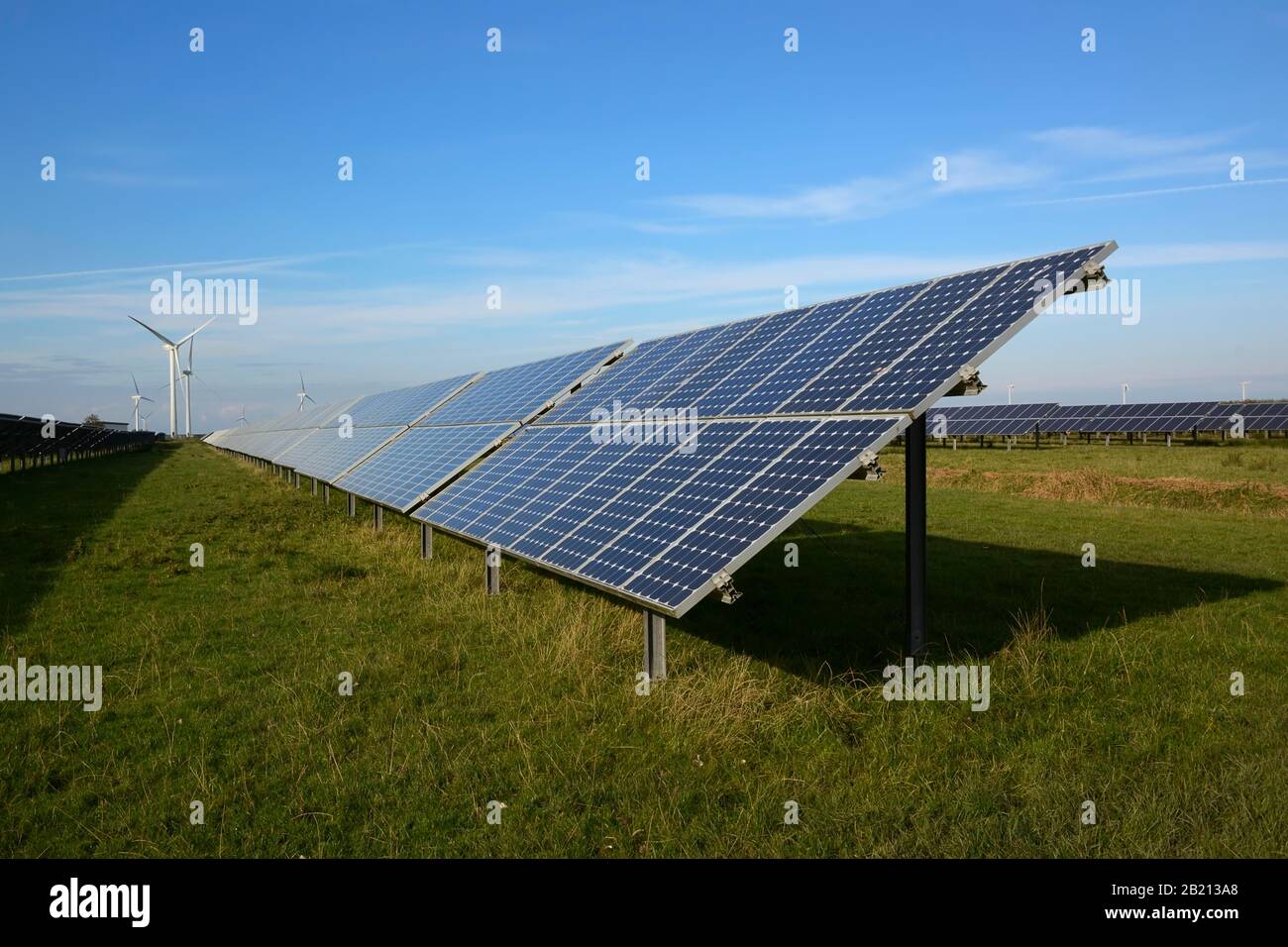 Renewable energies: photovoltaic system, solar power plant and wind ...