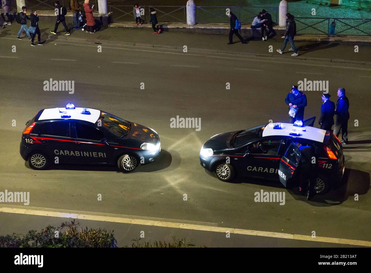 Rome. Italy. February 2020. Police on the roads of Rome. Police ...