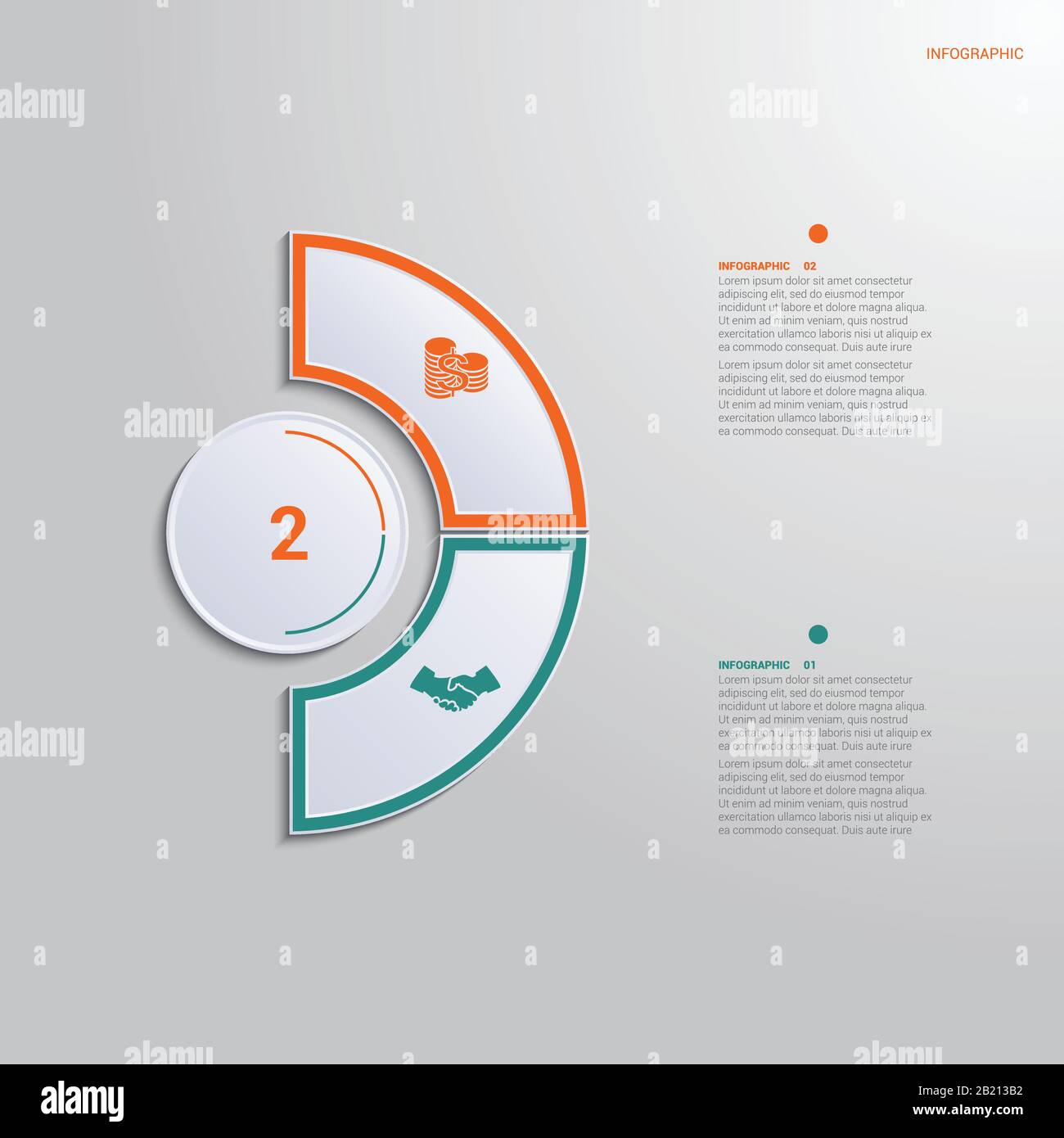 Template for infographics with 2 text area positions. diagram with ...