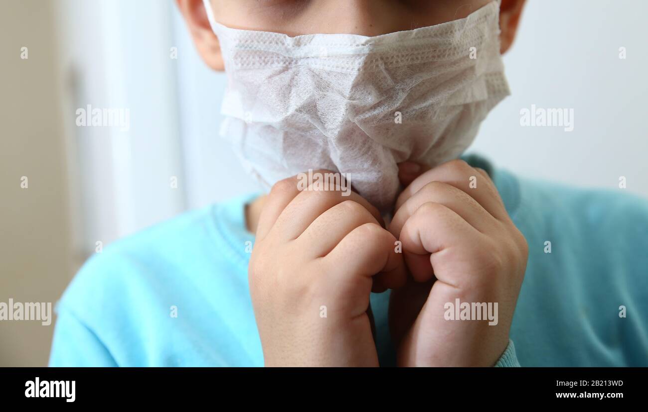 Kids wearing her mask is not comfortable, she has headache. Sick Child ...