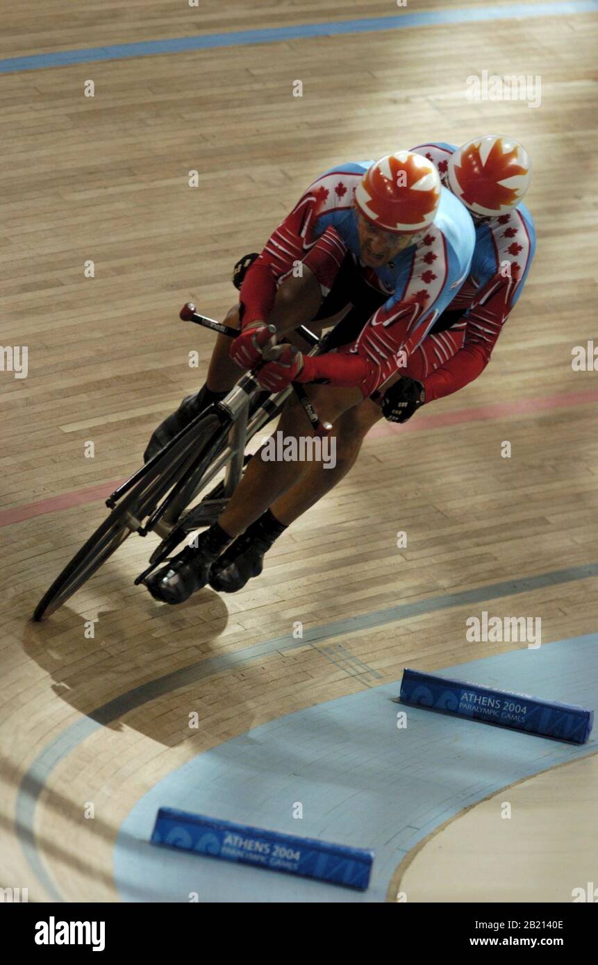 Athens, Greece 18SEP04: Indoor track cycling time trials at the Athens ...