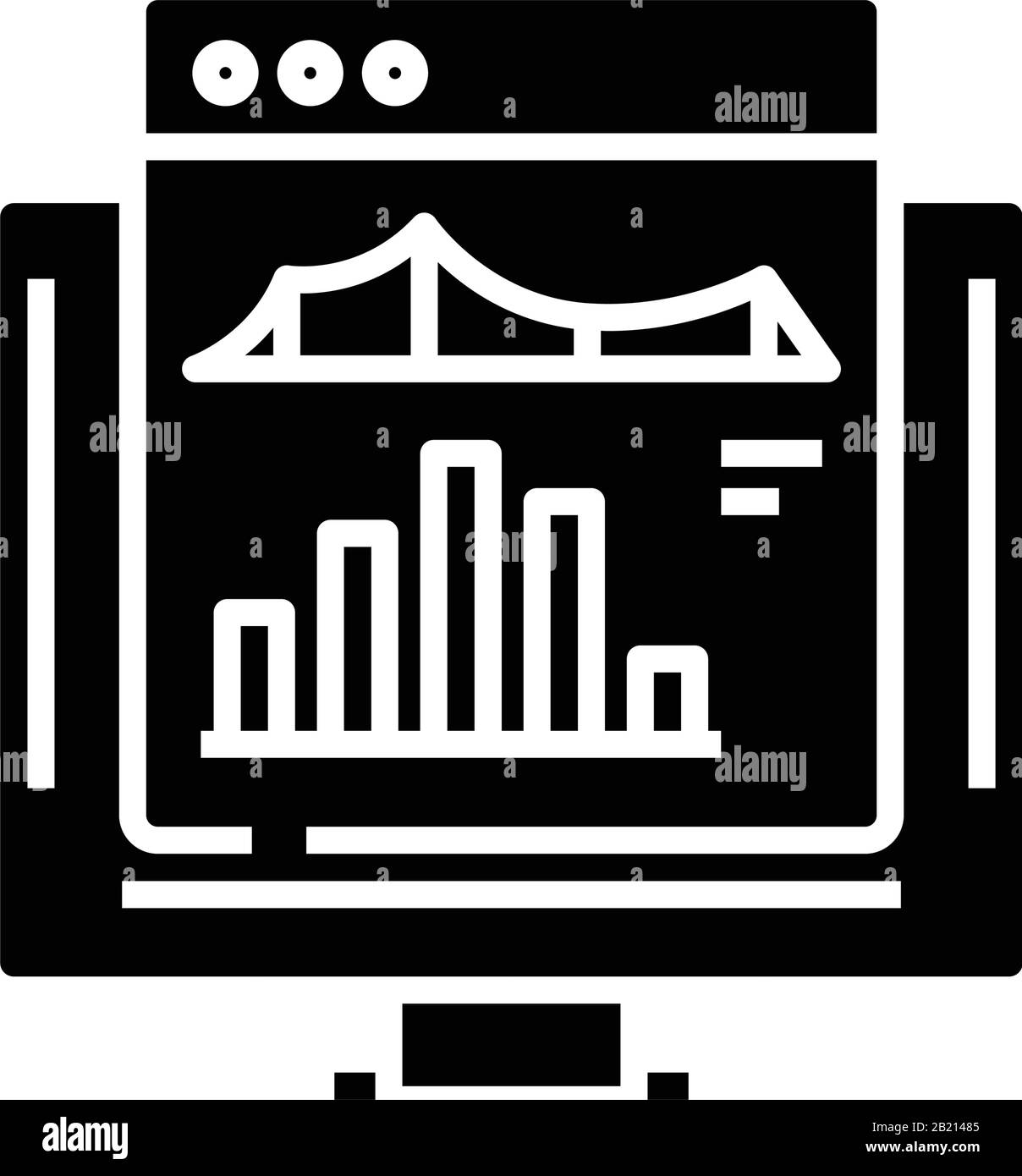 Diagram data black icon, concept illustration, vector flat symbol ...