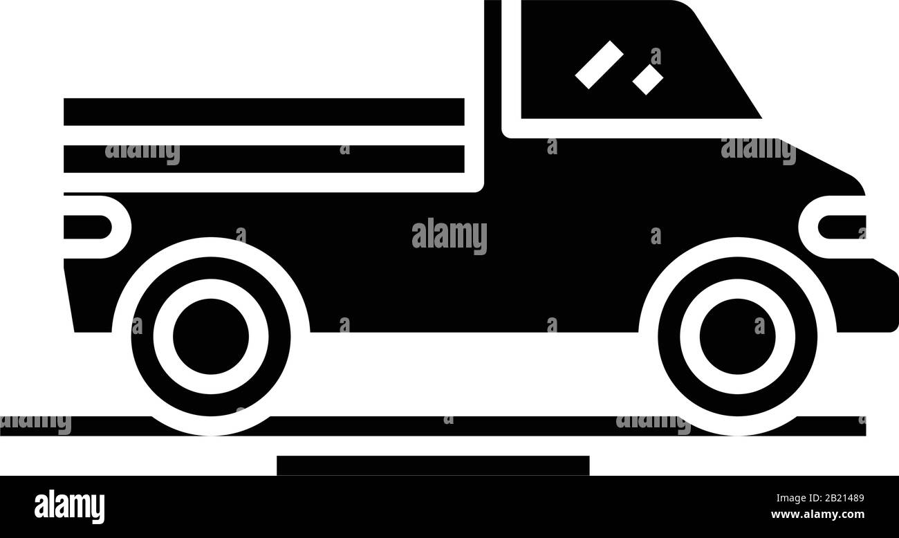 Delivery car black icon, concept illustration, vector flat symbol ...