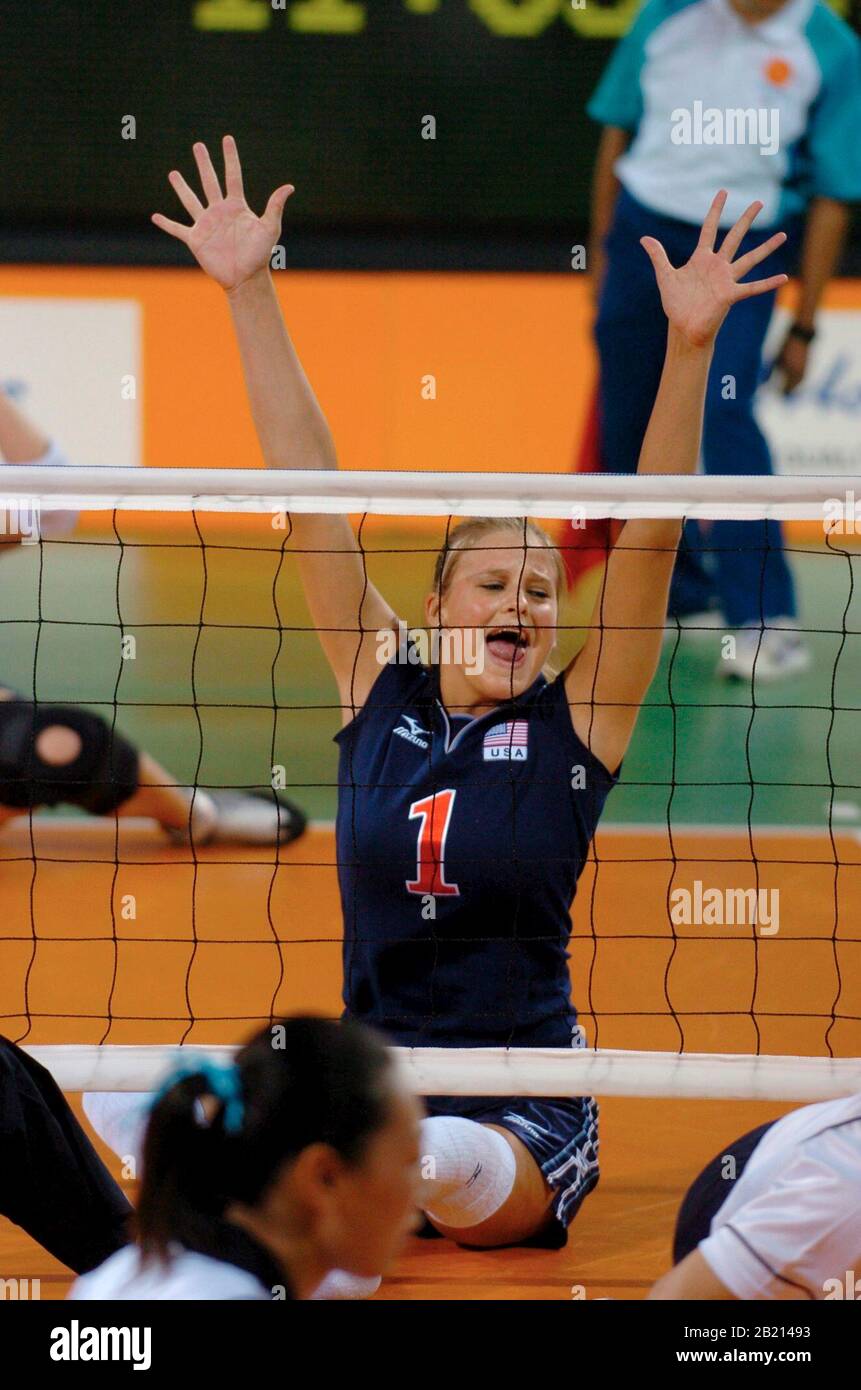 Athens, Greece 19SEP04: USA's Lora Webster celebrates a point at the ...
