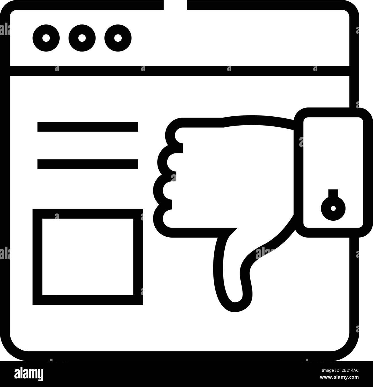 Negative mark line icon, concept sign, outline vector illustration ...