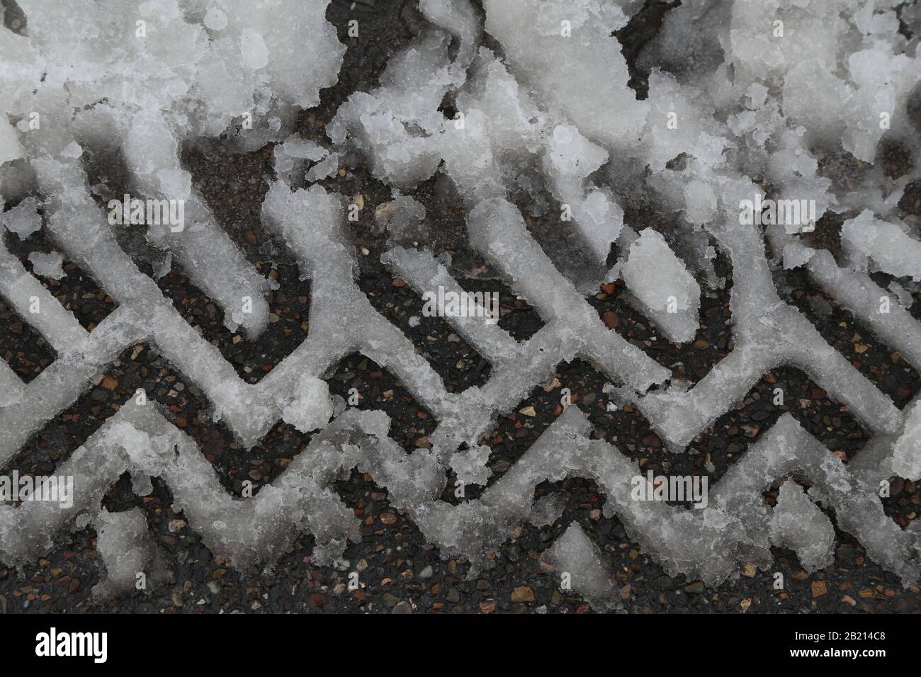 Pattern of wet snow left by the tread of the car Stock Photo - Alamy