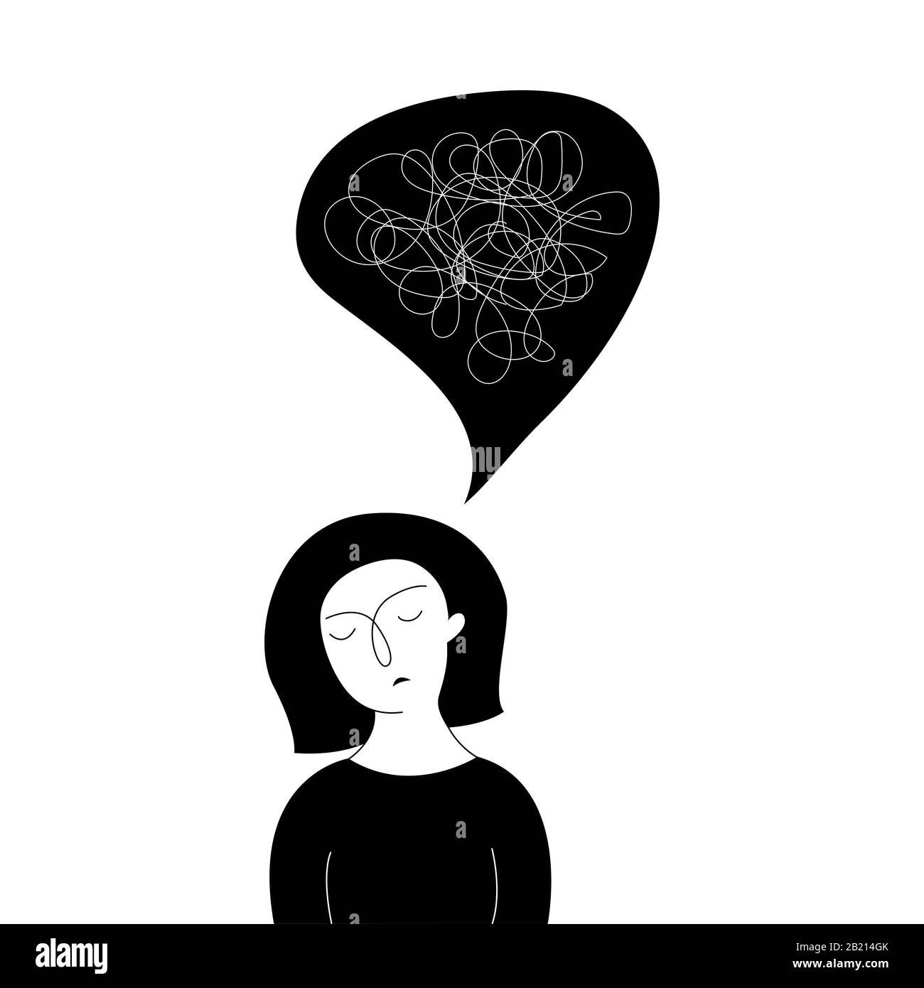 Sad girl in mourning black Stock Vector Images - Alamy