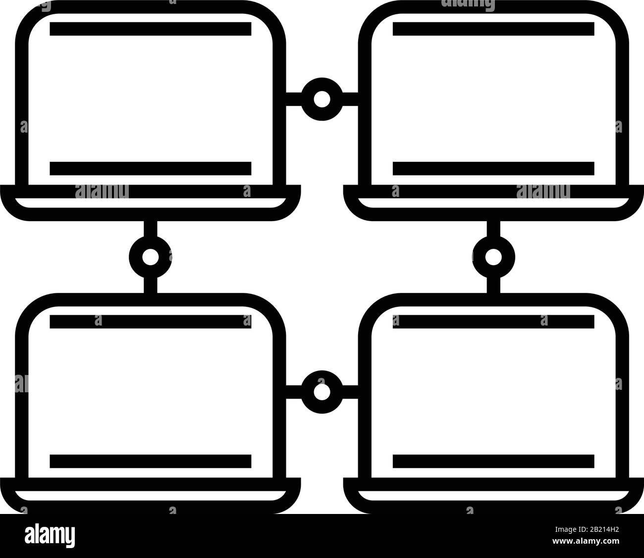 Network of computers line icon, concept sign, outline vector ...