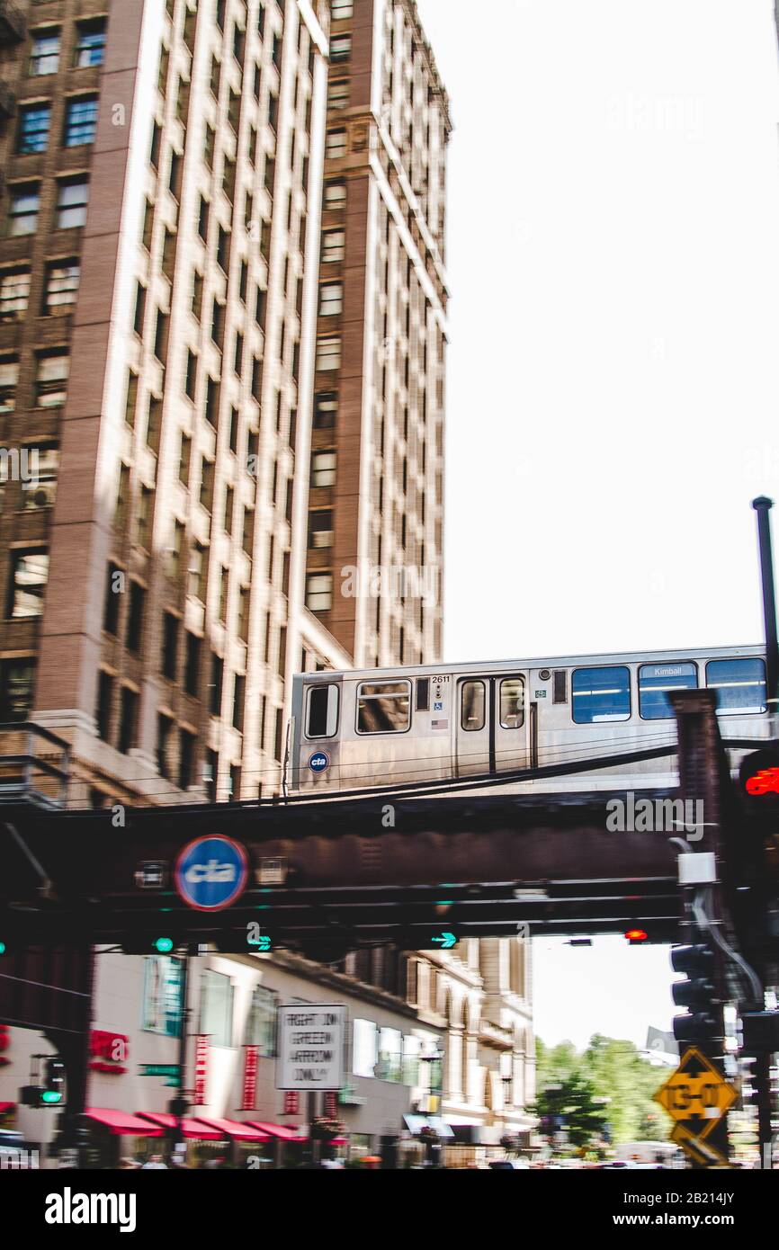 The elevator in the streets of Chicago city during summer Stock Photo ...