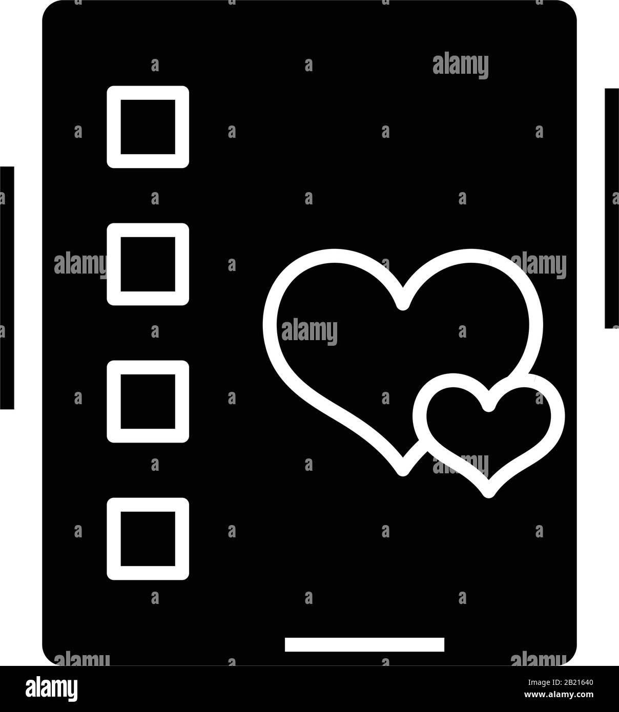 Diary notes black icon, concept illustration, vector flat symbol, glyph ...