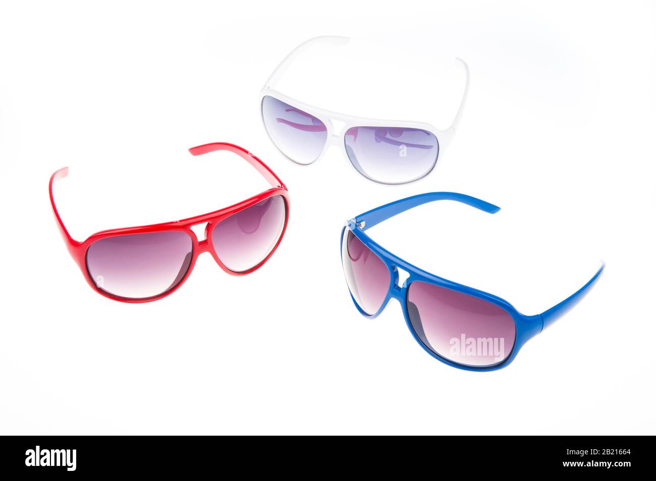 Simple sunglasses in patriotic red, white, and blue sitting on white ...