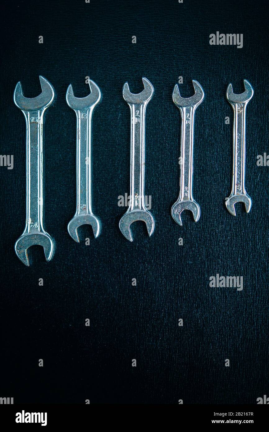 Set of five spanners Stock Photo - Alamy